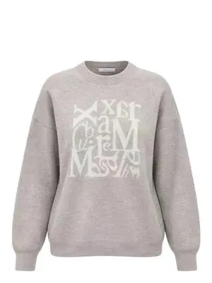 Max Mara Logo-intarsia Crew-neck Sweater - Neutrals