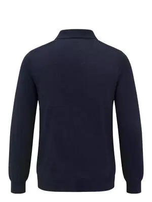 PANICALE Textured-knit Long-sleeve Polo Shirt - Blue