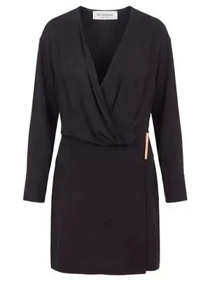Sportmax Etere Wrap-style Long-sleeve Mini Dress - Black