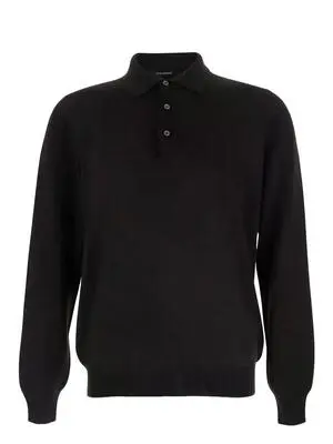 Tagliatore Polo-collar Long-sleeve Polo Shirt - Brown
