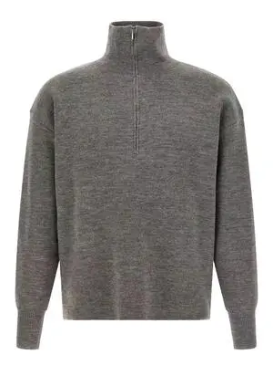MA'RY'YA Half-zip Dropped-shoulder Sweater Grey