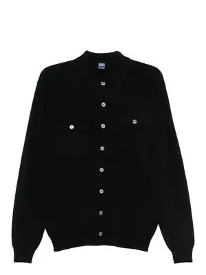 Fedeli Button-up Chest-pocket Cardigan - Black