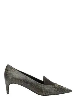 DEL CARLO Snake-effect Buckle-detail Pumps - Black