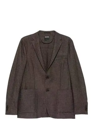 Zegna Houndstooth-pattern Single-breasted Blazer - Brown