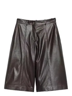 JOSEPH Asia Nappa-leather Cropped Trousers - Brown