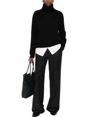 ALLUDE Roll-neck Raglan-sleeve Sweater - Black