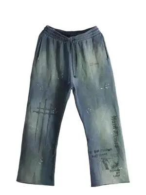 SAITOS Graphic-print Drawstring Track Pants - Grey