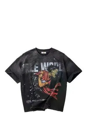 VALE FOREVER Graphic-print Distressed T-shirt - Black