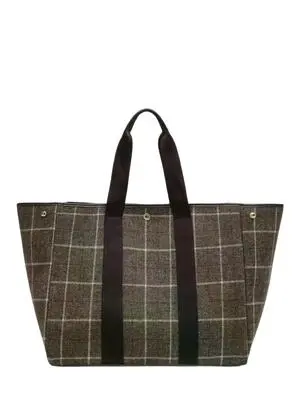 Rue De Verneuil Medium Traversée Check-pattern Tote Bag - Brown