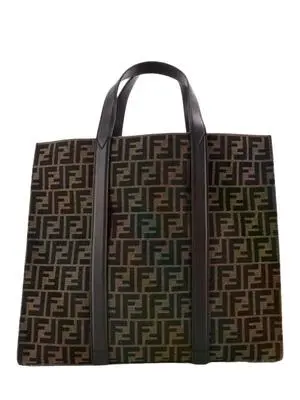 Fendi Convertible Open Zucca Jacquard Fabric And Leather Large Tote Bag - Brown