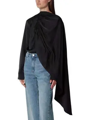 Source Unknown Koa Draped Long-sleeve Blouse - Black