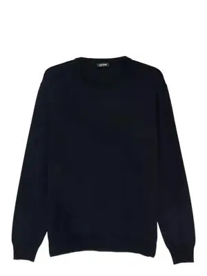 CENERE GB Ribbed-trim Crew-neck Sweater - Blue