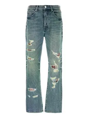 PURPLE BRAND P011 Distressed Patchwork Jeans - Blue