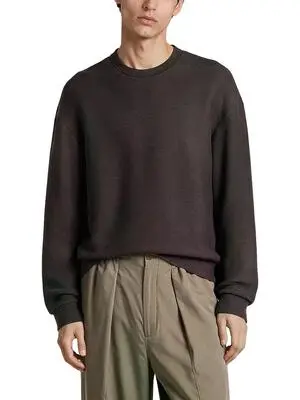 Giorgio Armani Ribbed-knit Crew-neck Sweatshirt - Brown