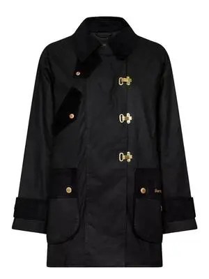 Barbour Double-breasted Corduroy-trim Coat - Black
