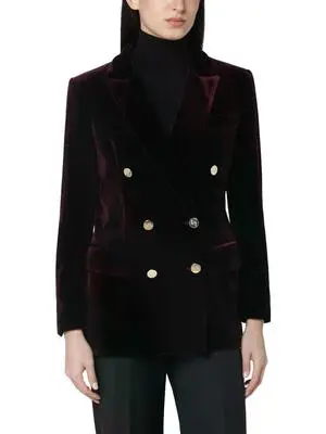 VITOVI Double-breasted Velvet Jacket - Red