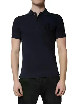 Dolce & Gabbana Embroidered-logo Cotton Polo Shirt - Blue