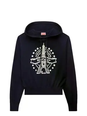 Kenzo Eiffel Tower Embroidered Hoodie - Blue