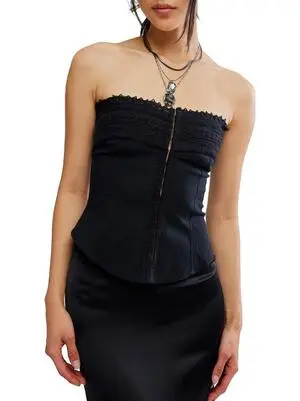 Free People Nikki Lace Detail Strapless Corset - Black