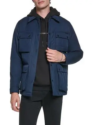 Karl Lagerfeld Paris Quilted Shirt Jacket - Navy