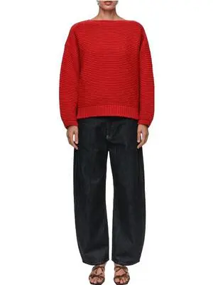 Bimba Y Lola Oversized Boat Neck Sweater - Red
