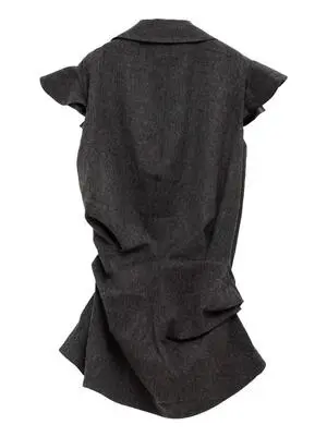 AUGUST BARRON Ruffled-sleeve Button-up Mini Dress - Grey