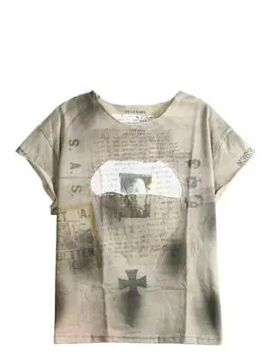 SAITOS Graphic-print Distressed T-shirt - Grey