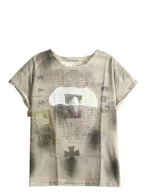 SAITOS Graphic-print Distressed T-shirt - Grey