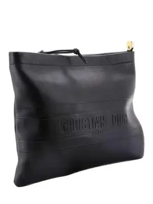 Dior Diordouble Zip Leather Medium Pouch - Black