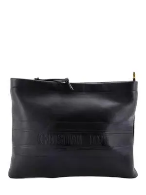 Dior Diordouble Zip Leather Medium Pouch - Black