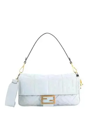FENDI Baguette Nm Bag Zucca Embossed Leather Medium Crossbody Bag