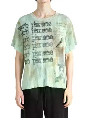 SAITOS Verb Phrase Waffle-knit T-shirt - Green
