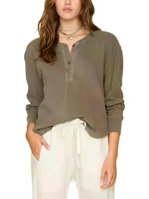 Xirena Brooke Button-front Cotton Sweatshirt - Green