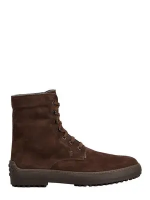 TOD'S Winter Gommino Ankle Boots In Pashmy Suede Brown
