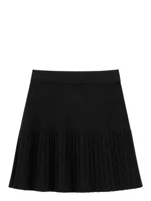 YUMI Knitted Pleated Mini Skirt - Black