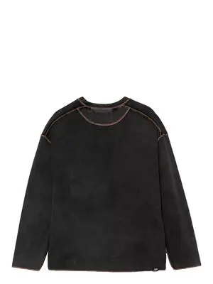 MINI CREAM Contrast-stitch Long-sleeve T-shirt - Black