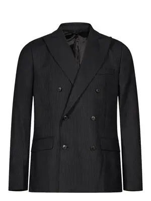 ANOTHER ASPECT Pinstriped Double-breasted Jacket