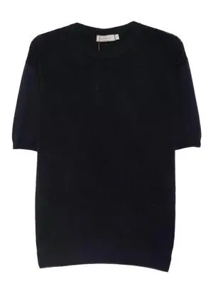 Canali Chevron-knit Short-sleeve T-shirt - Blue