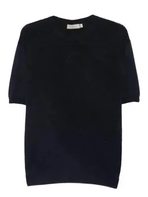Canali Chevron-knit Short-sleeve T-shirt - Blue