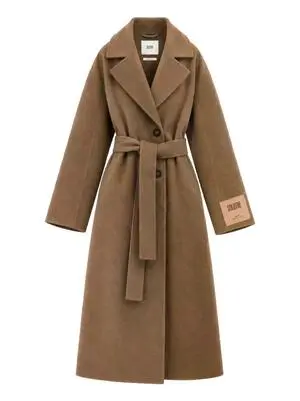 SOLOTRE Belted Notch-lapel Coat - Brown