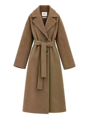 SOLOTRE Belted Notch-lapel Coat - Brown