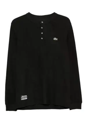 Lacoste Logo-patch Long-sleeved Henley T-shirt - Black