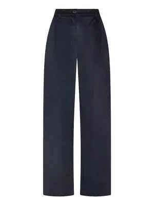 CRUNA Pleated Corduroy-texture High-waisted Trousers - Blue