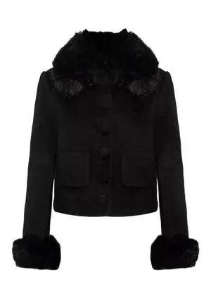 SELF-PORTRAIT Faux-fur Trim Jacket - Black