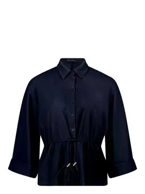 BETTY BARCLAY Drawstring-waist Short-sleeved Blouse - Blue