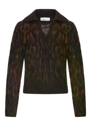 ROBERTO COLLINA Animal-print Alpaca Sweater Brown