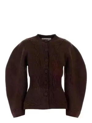 DESTREE Adrian Puff-sleeve Cardigan - Brown