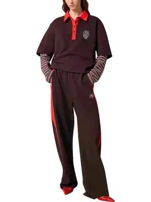 MSGM Logo-embroidered Contrast-panel Track Pants - Brown