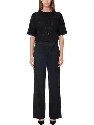 Antonelli Firenze Sequin-embellished Short-sleeve Sweater - Black