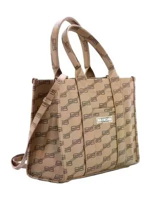 Balenciaga Hardware Bb Monogram Coated Canvas Small Tote Bag - Brown